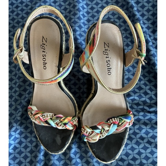 Zigi Soho | Shoes | Zigi Soho Tribal Teal And Tan Beaded Gladiator ...